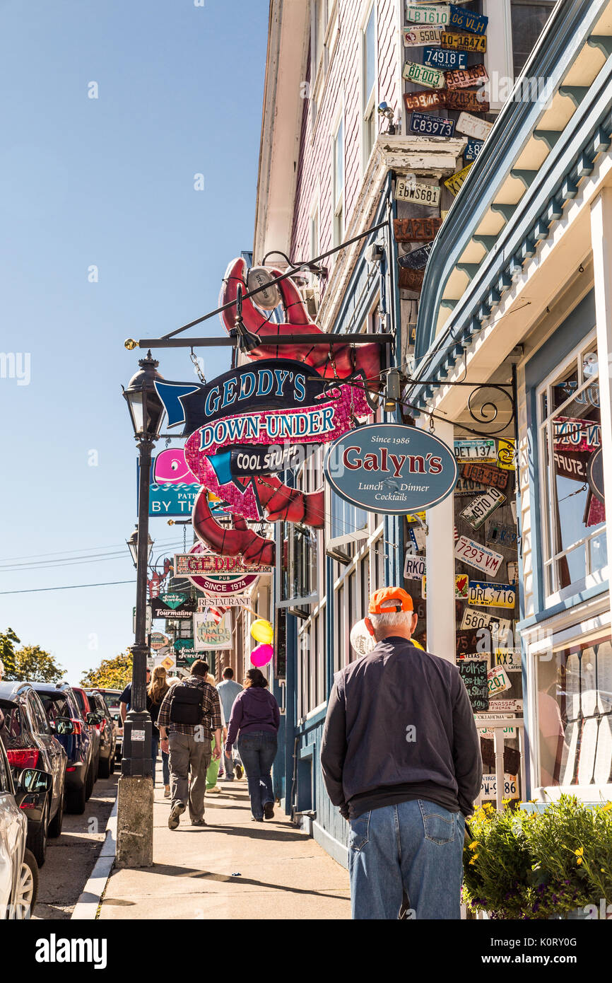 Shops Along Main Street in Bar Harbor Maine Stock Photo - Alamy