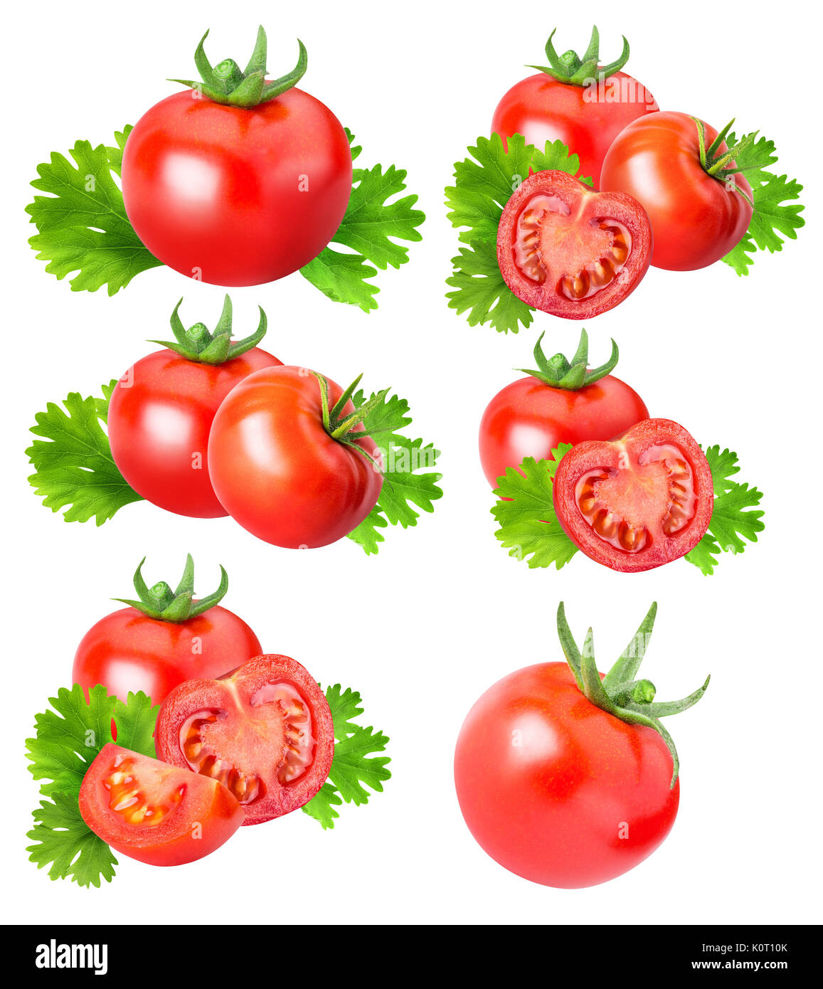 Collection of red tomatoes isolated on white backgroud with clipping ...