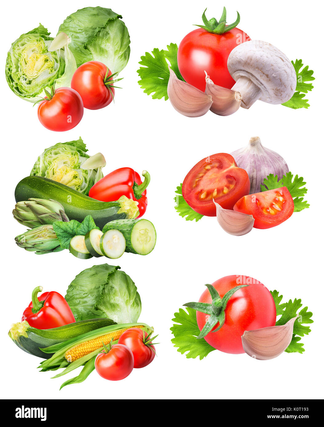 Collection of fresh vegetables on white background with clipping path ...