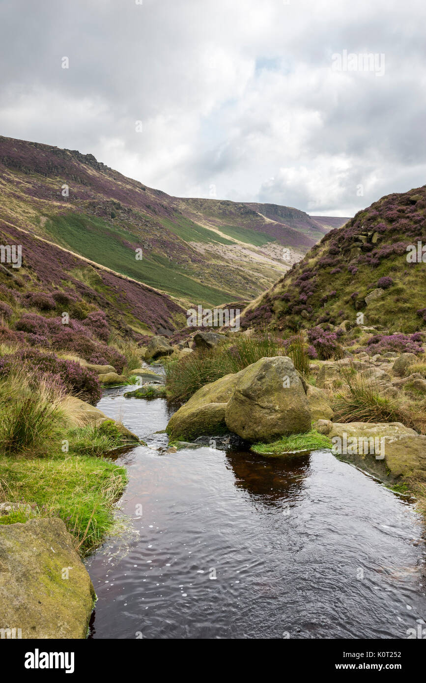 Stream in Grindsbrook Clough near Edale in the Peak District national ...