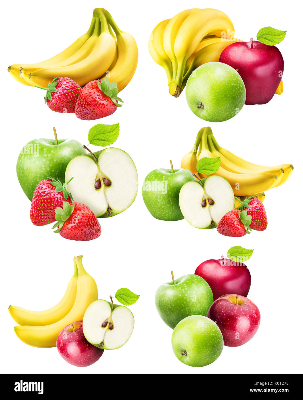 Collection of fresh fruit on white background with clipping path Stock ...