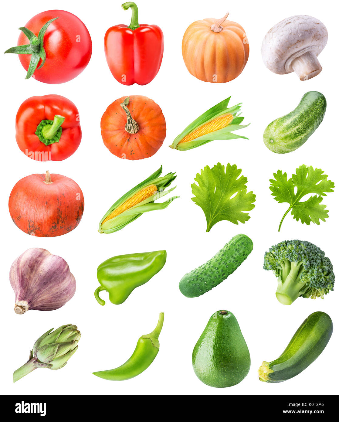 Collection of fresh vegetables on white background with clipping path ...