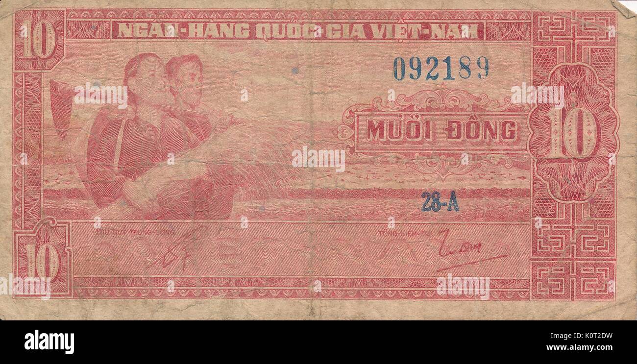 10 dong note, a Vietnamese currency note issued during the Vietnam War ...