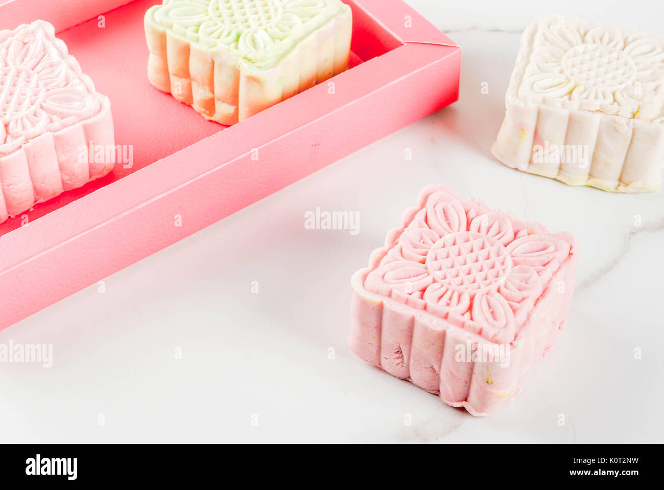 Asian, Japanian food, Traditional sweet dessert multicolored no bake ...