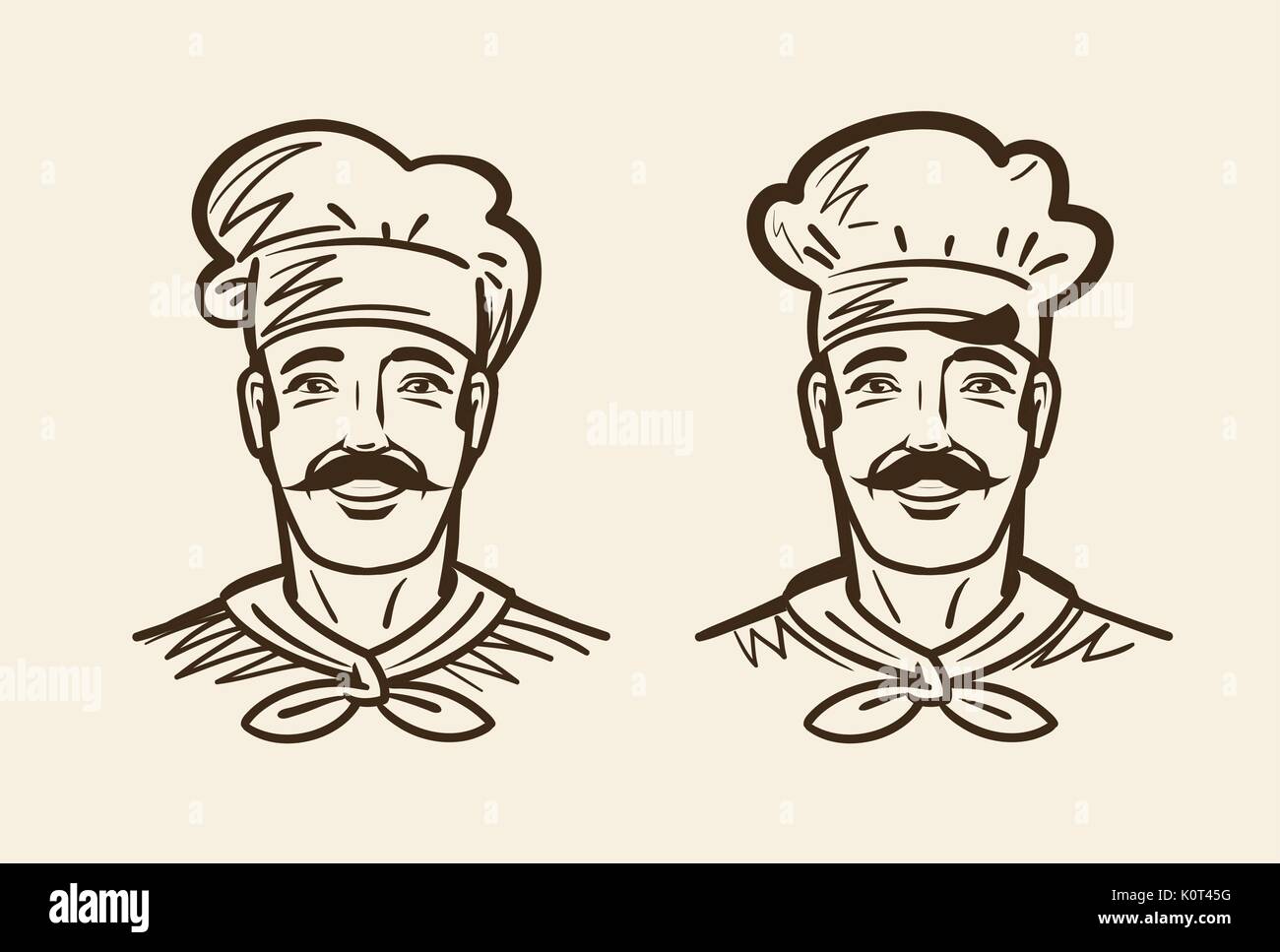 Portrait of happy chef, cook. Sketch vintage vector illustration Stock ...