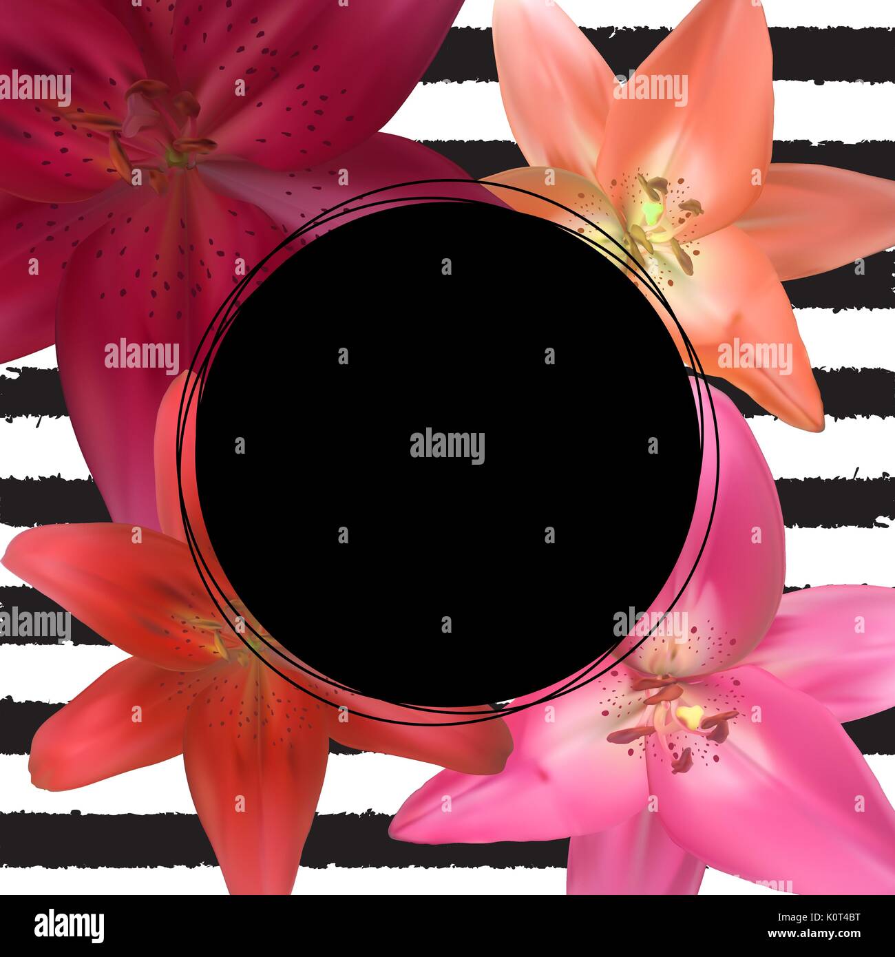 Abstract Frame with Lily Flower. Natural Background. Vector ...