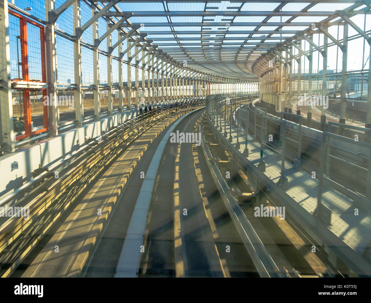 TOKYO, JAPAN JUNE 28 - 2017: Scenery of a train traveling on the ...