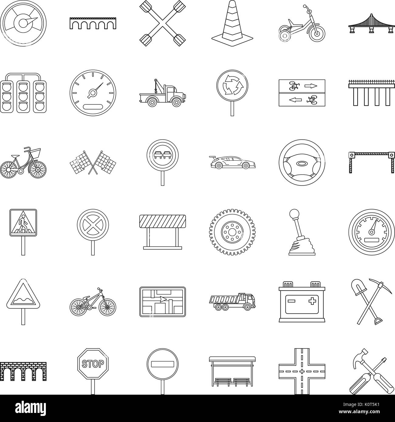 Car icons set, outline style Stock Vector Image & Art - Alamy