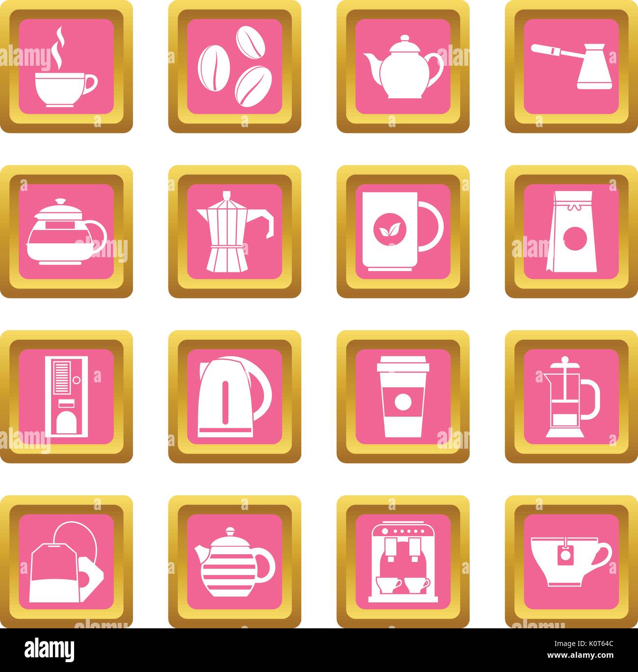 Tea and coffee icons pink Stock Vector Image & Art - Alamy