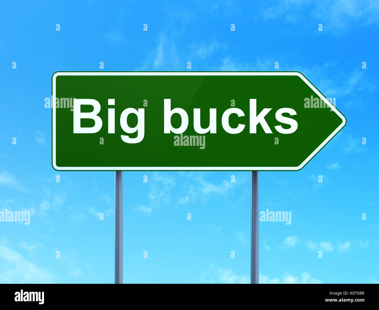 Business concept: Big bucks on road sign background Stock Photo - Alamy