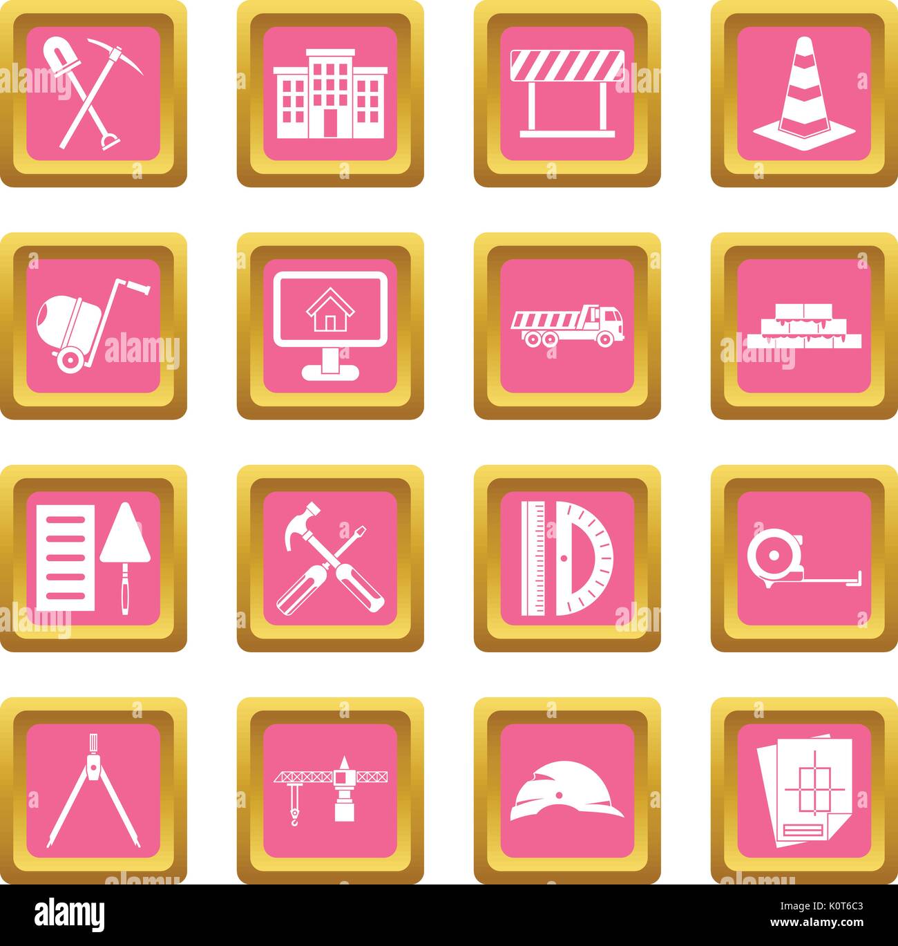 Construction icons pink Stock Vector Image & Art - Alamy
