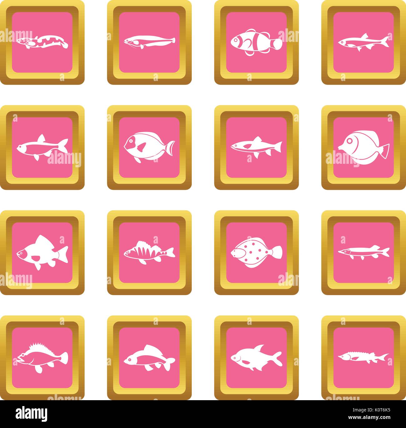 Cute fish icons pink Stock Vector Image & Art - Alamy
