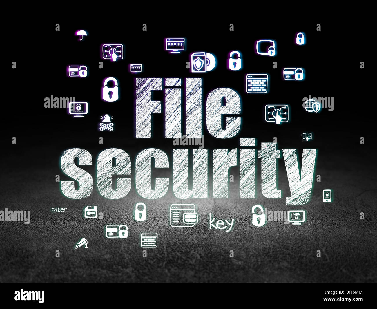 Security concept: File Security in grunge dark room Stock Photo - Alamy