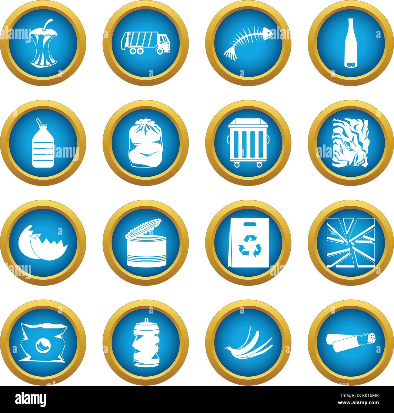 Waste and garbage icons blue circle set Stock Vector Image & Art - Alamy
