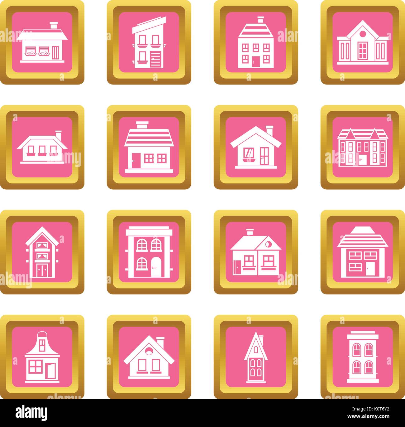 House icons pink Stock Vector Image & Art - Alamy