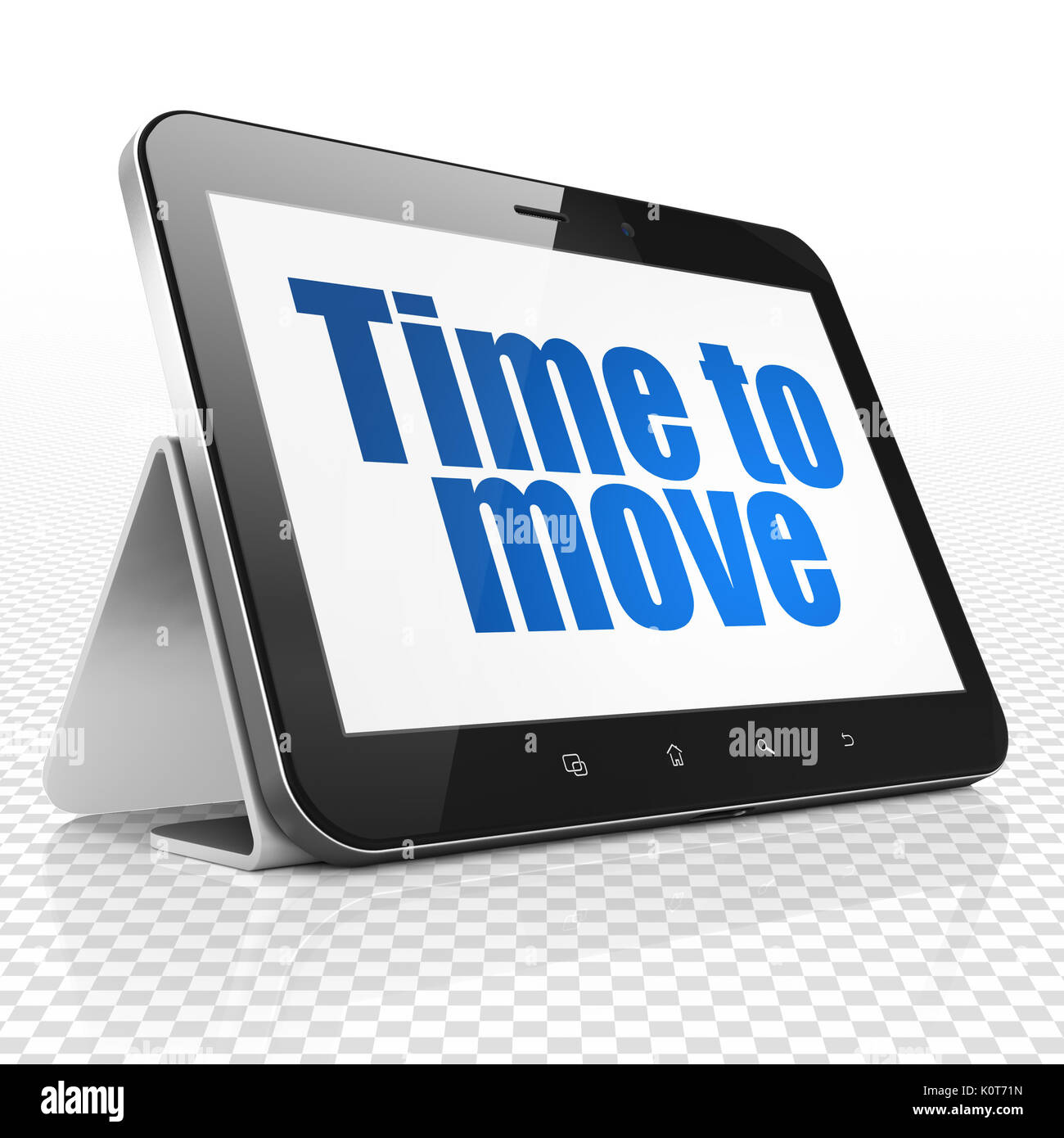 Timeline concept: Tablet Computer with Time to Move on display Stock ...