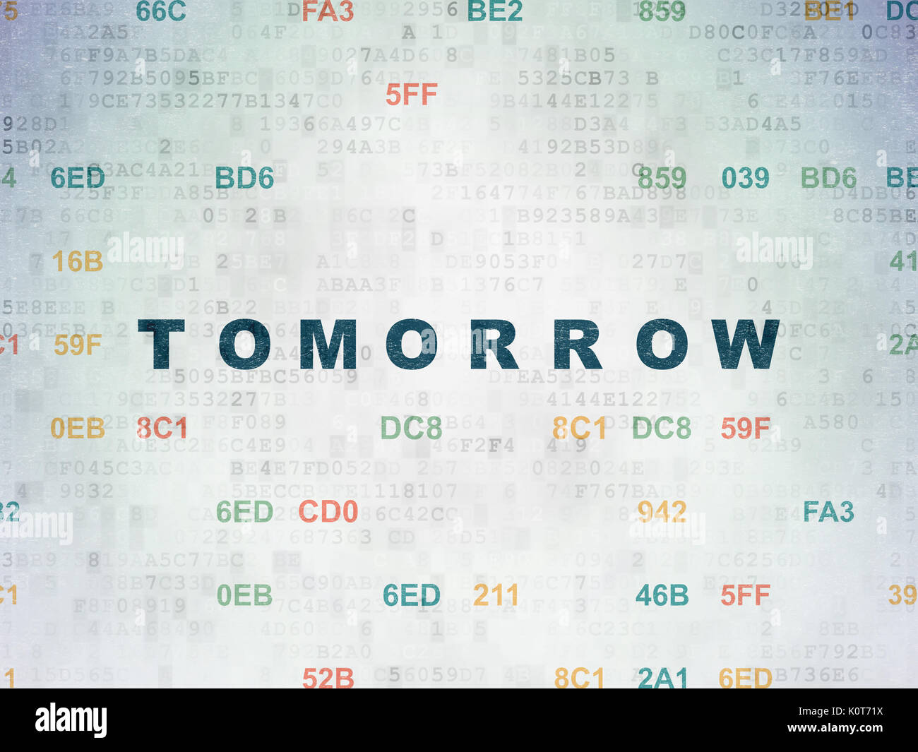 Time concept: Tomorrow on Digital Data Paper background Stock Photo - Alamy