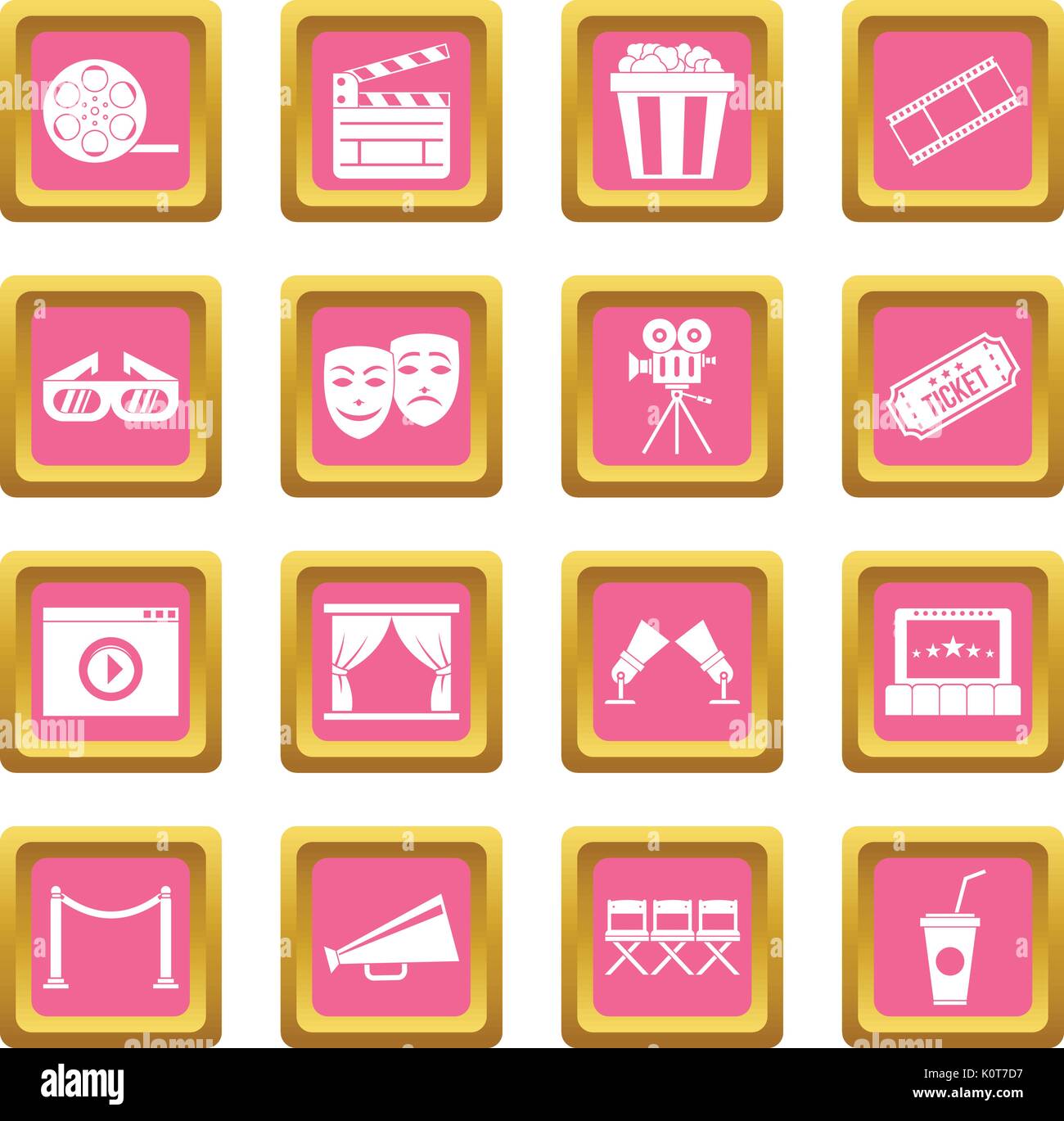Cinema icons pink Stock Vector Image & Art - Alamy