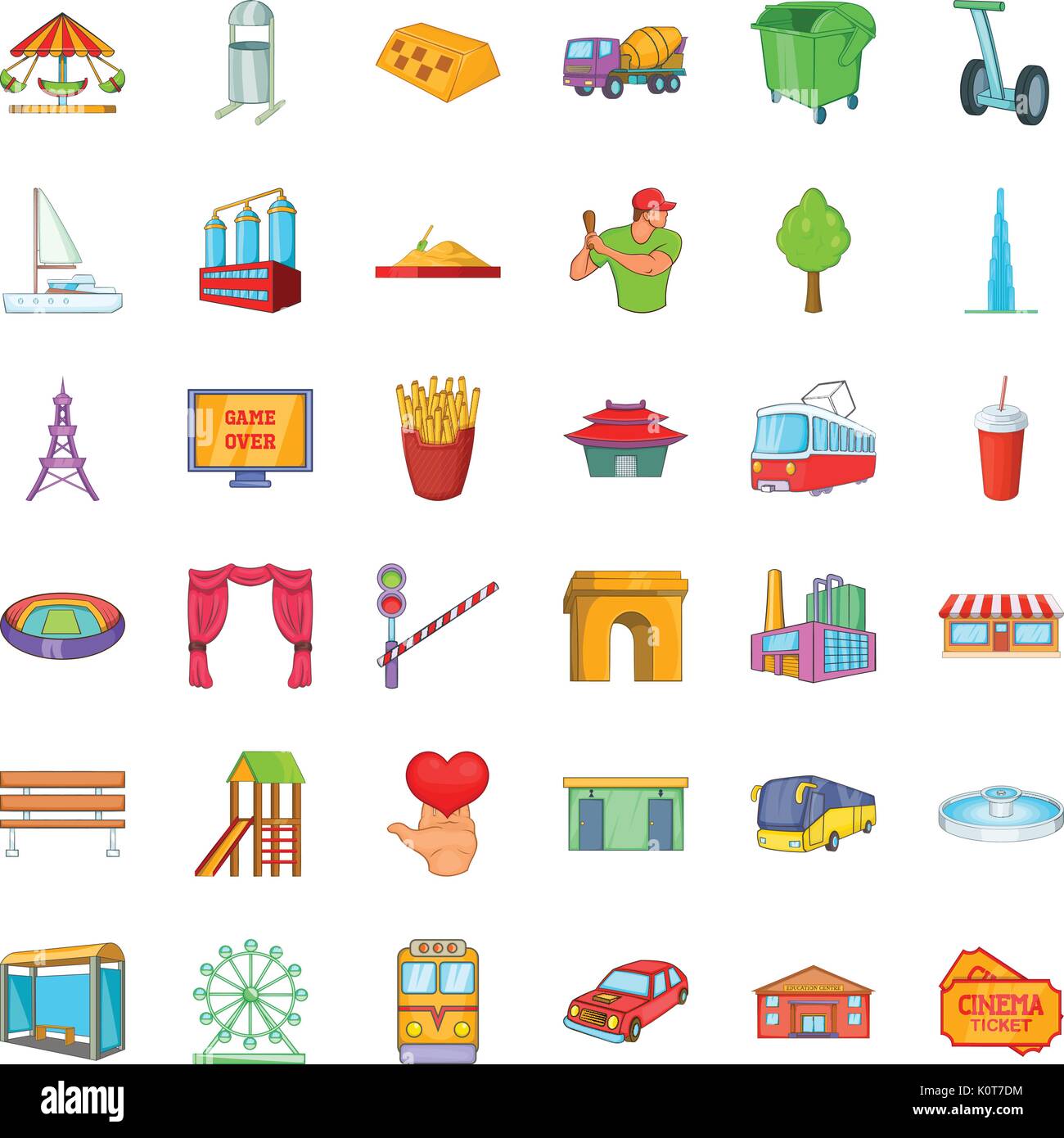 Main city icons set, cartoon style Stock Vector Image & Art - Alamy