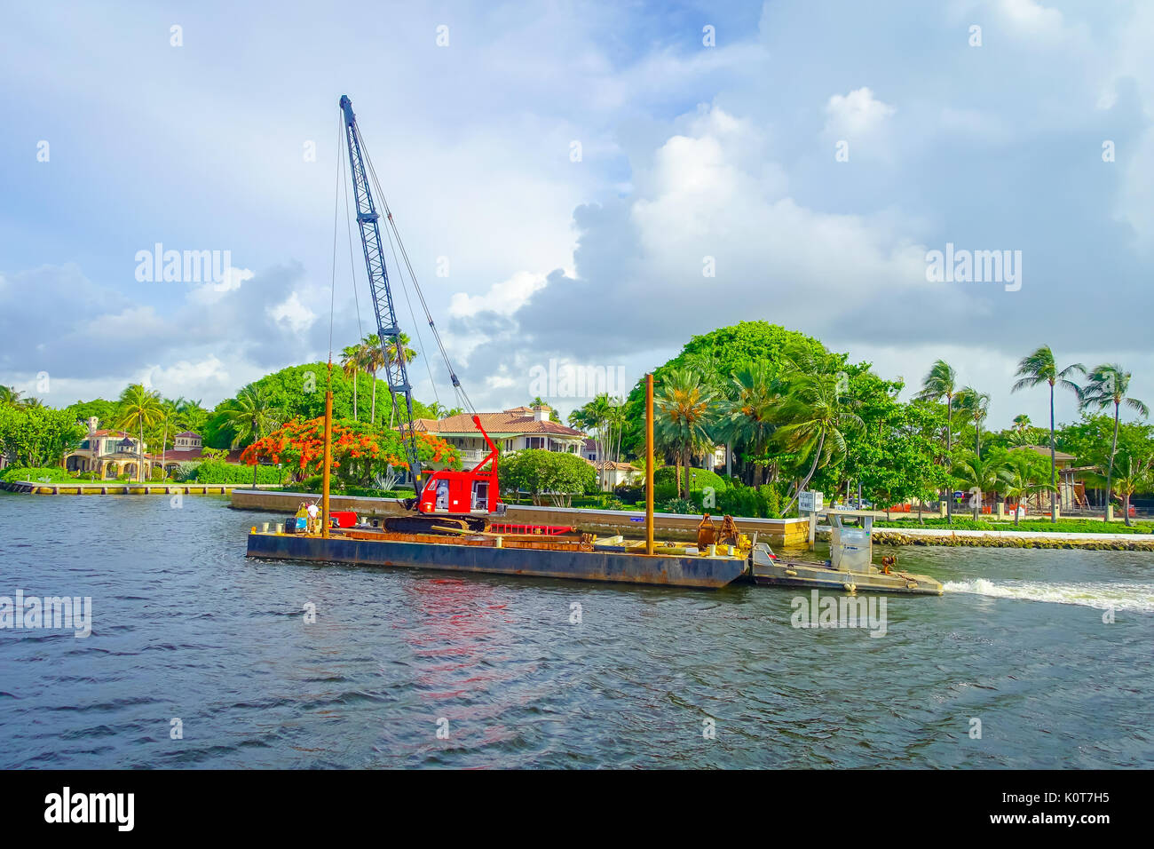FORT LAUDERDALE, USA - JULY 11, 2017: Floating structure with a red ...