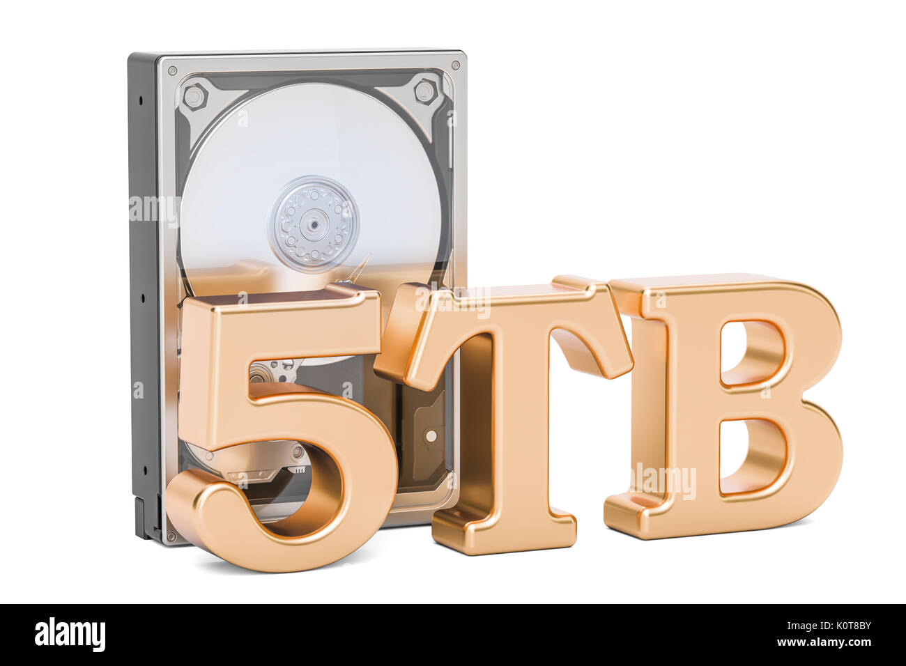Hard Disk Drive (HDD), 5 TB. 3D rendering isolated on white background ...