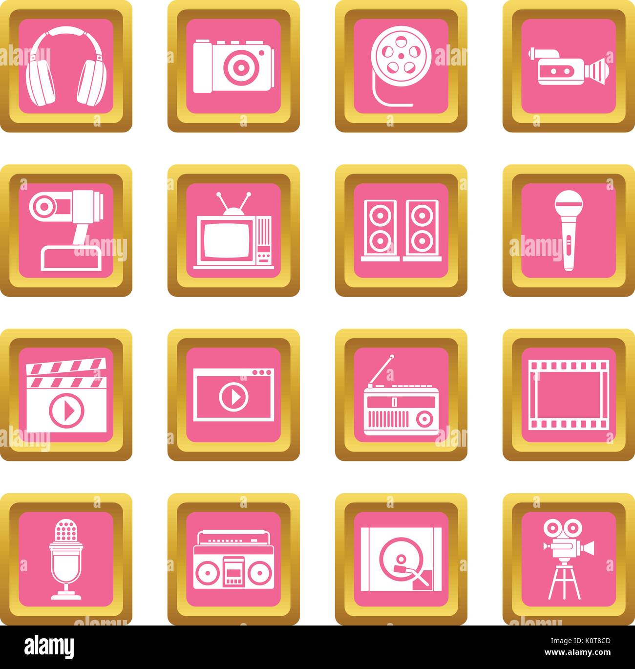 Audio and video icons pink Stock Vector Image & Art - Alamy