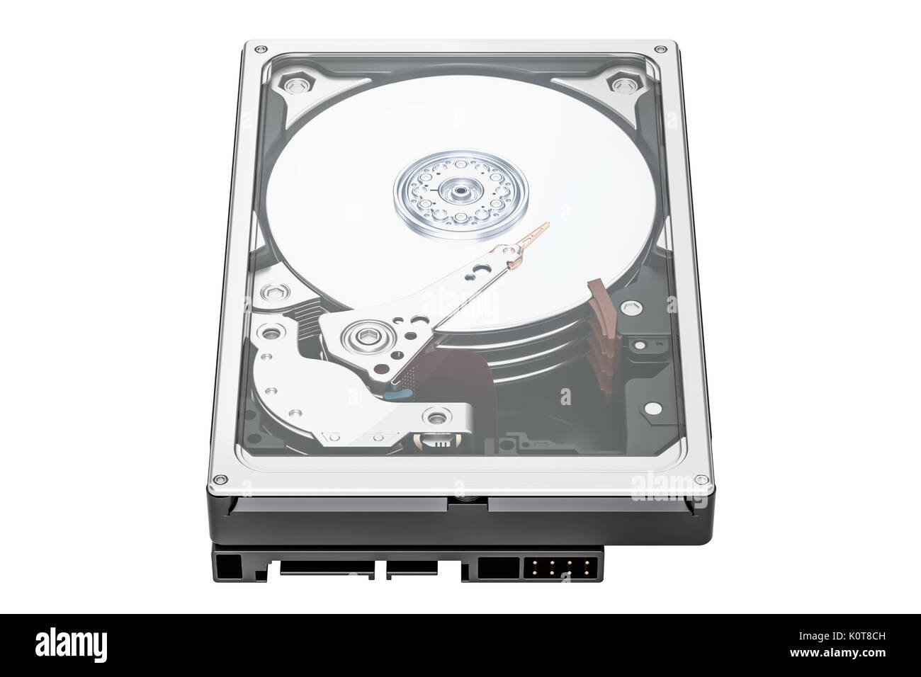 Hard Disk Drive (HDD) closeup, 3D rendering isolated on white ...