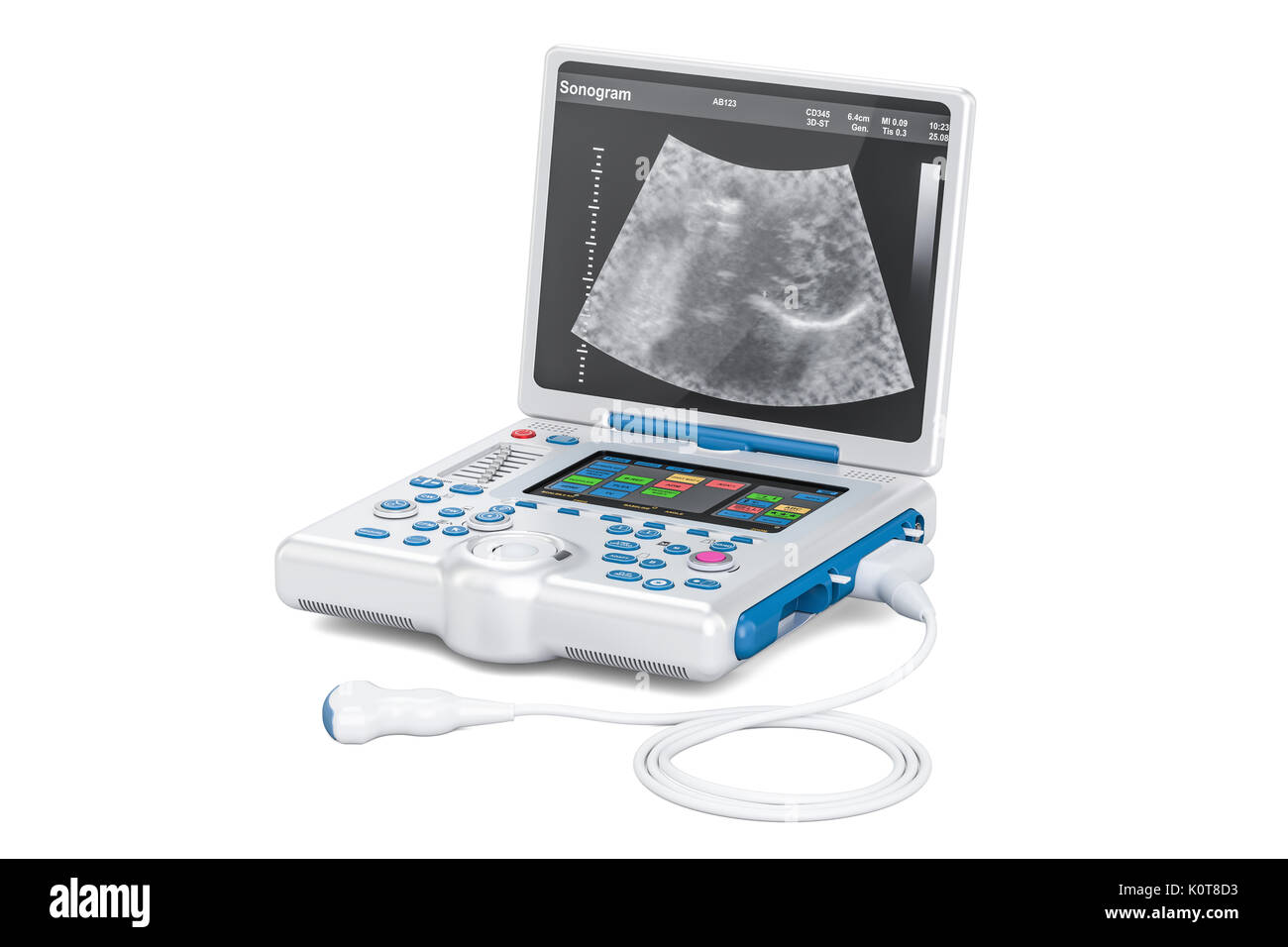 Portable medical ultrasound diagnostic machine, scanner. 3D rendering ...