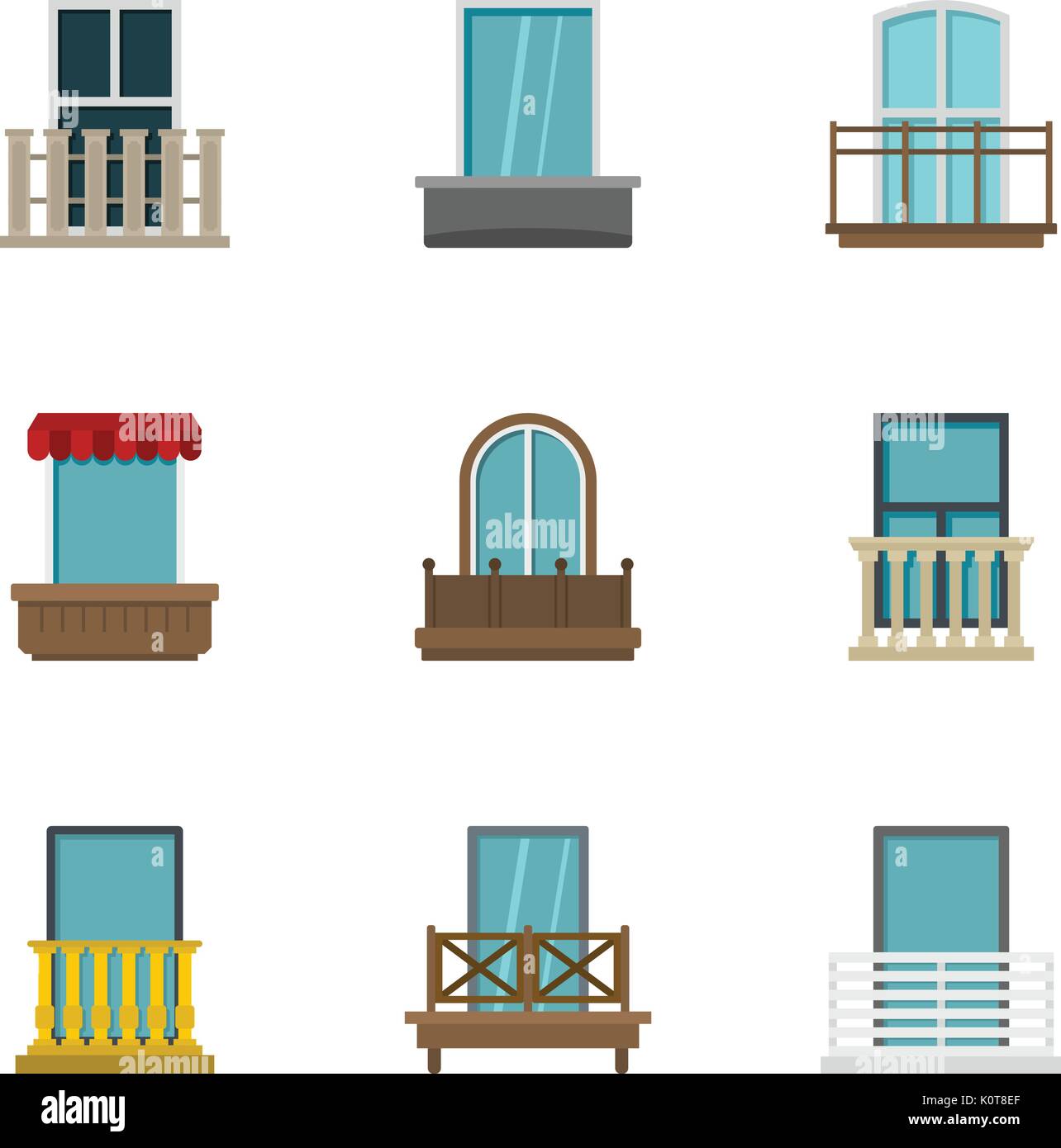Balcony icon set, flat style Stock Vector Image & Art - Alamy