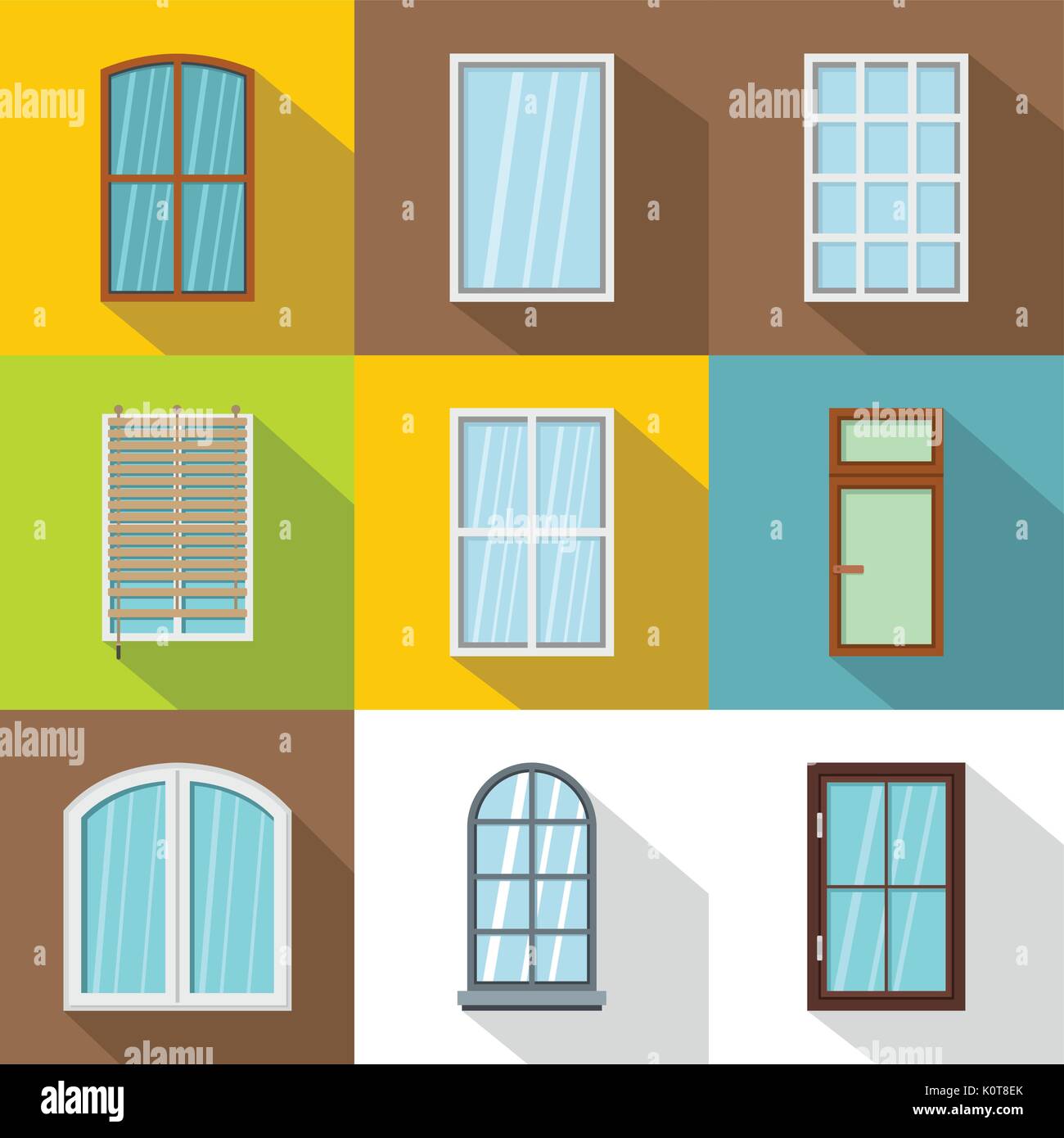 Glass window icons set, flat style Stock Vector Image & Art - Alamy