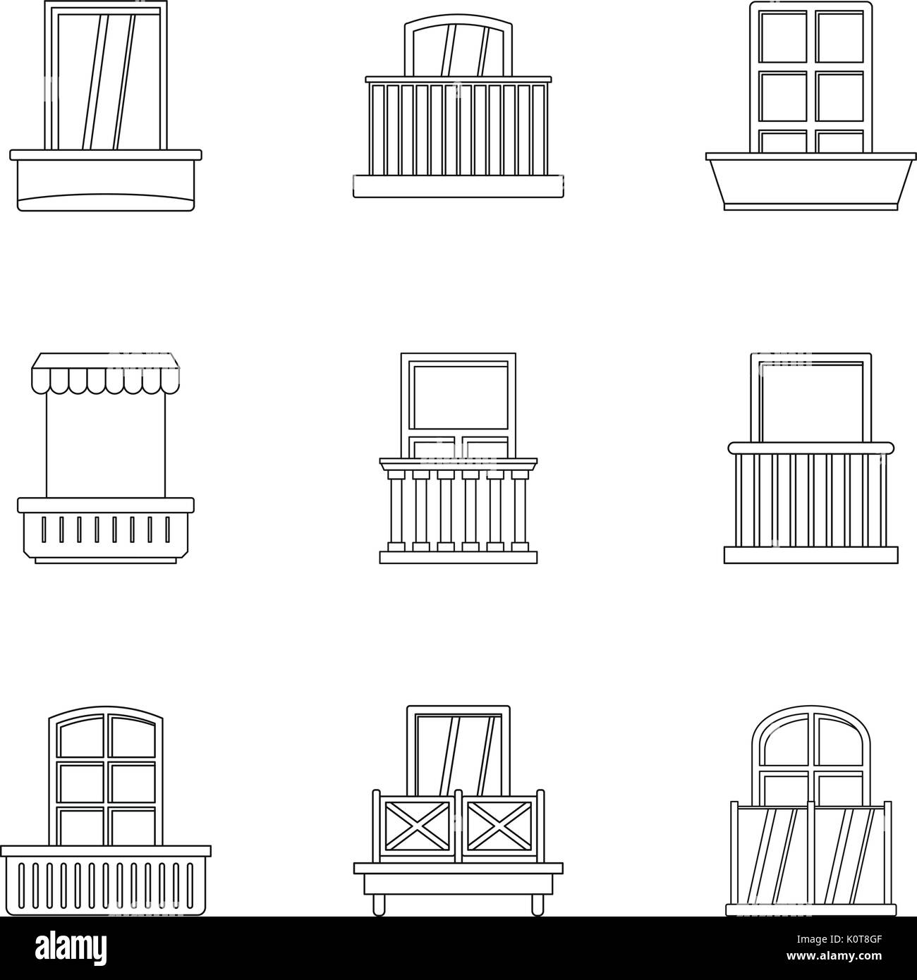 Balcony icon set, outline style Stock Vector Image & Art - Alamy