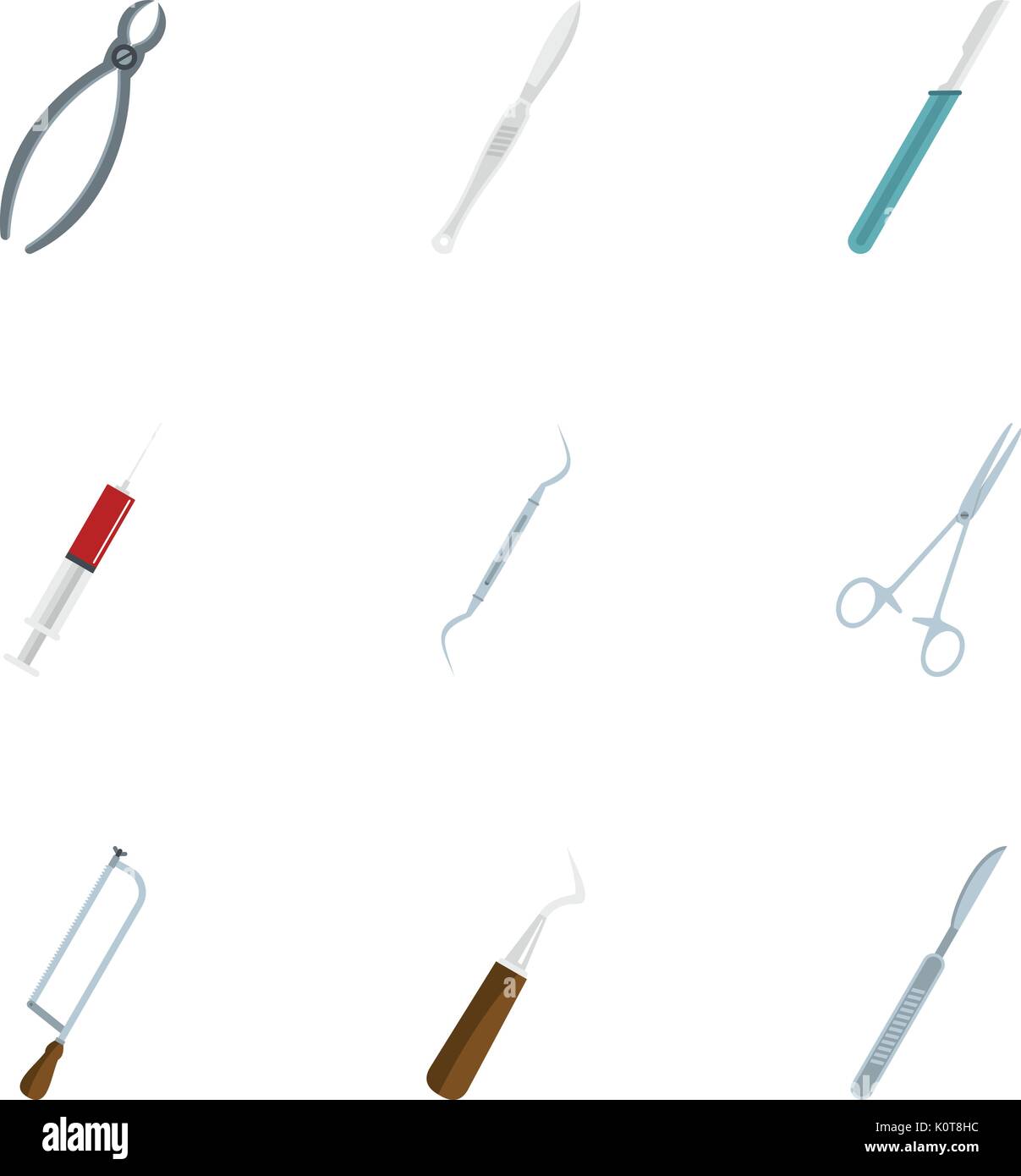 Medical surgery instrument icon set, flat style Stock Vector Image ...