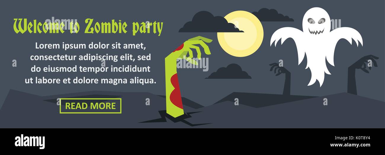 Welcome to zombie party banner horizontal concept Stock Vector Image ...