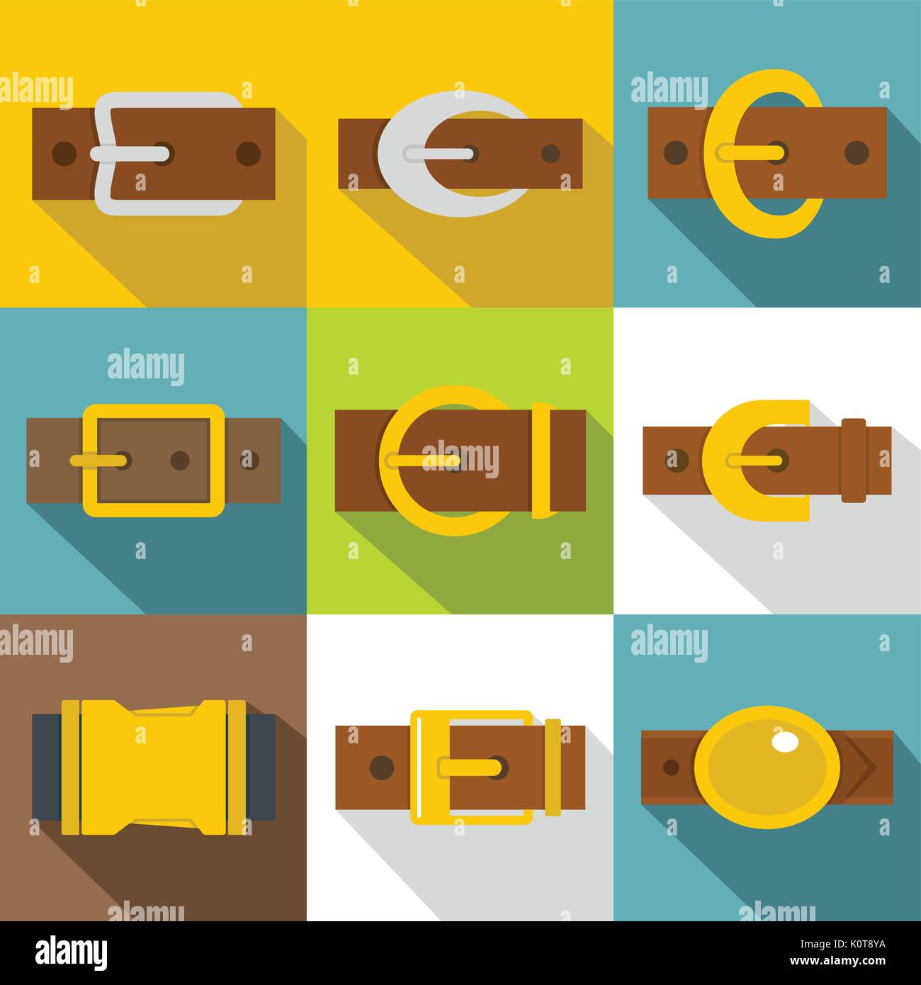 Belt buckle icons set, flat style Stock Vector Image & Art - Alamy