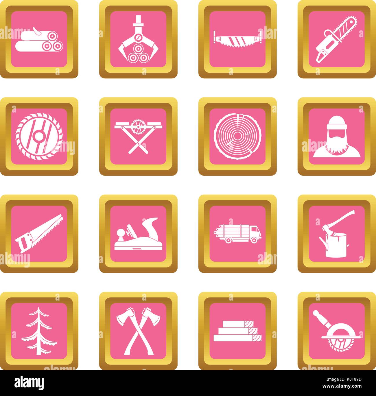 Timber industry icons pink Stock Vector Image & Art - Alamy