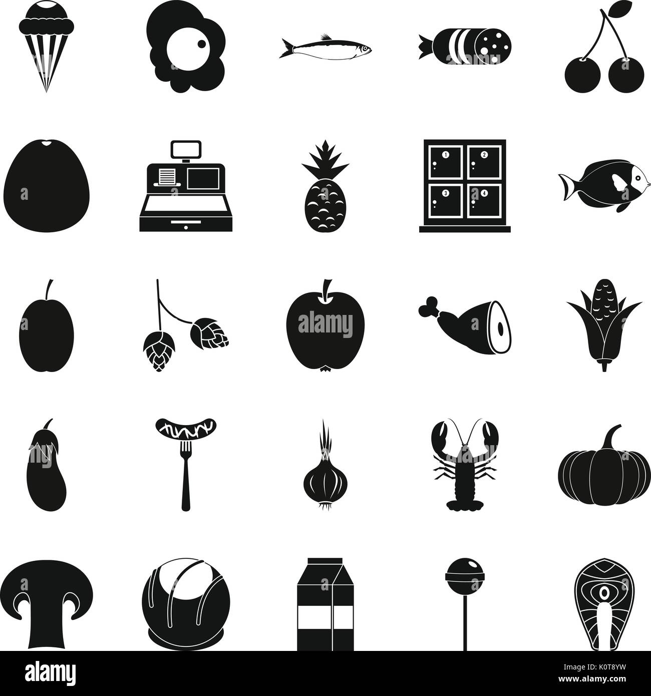 European food icons set, simple style Stock Vector Image & Art - Alamy