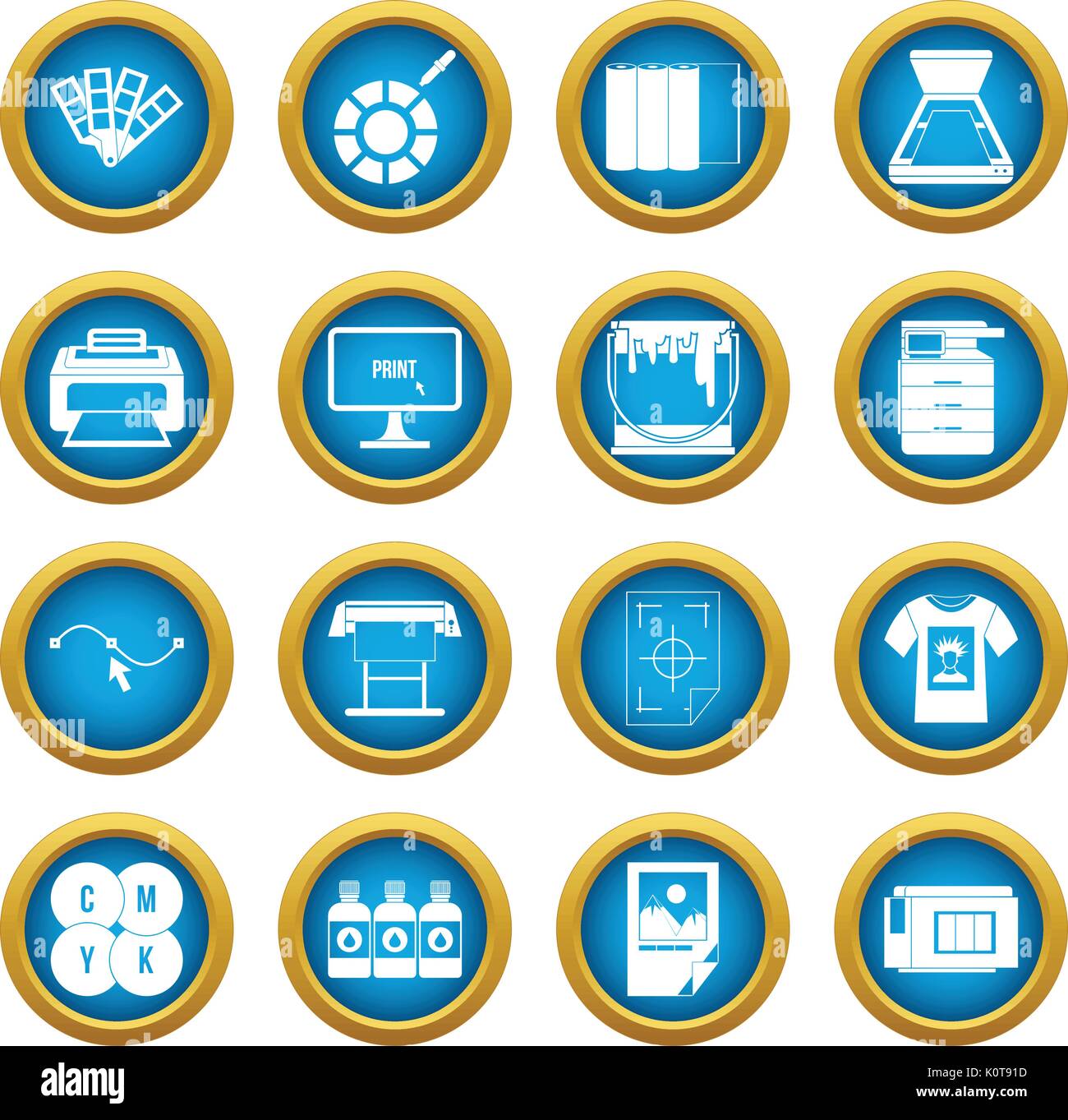 Printing icons blue circle set Stock Vector Image & Art - Alamy