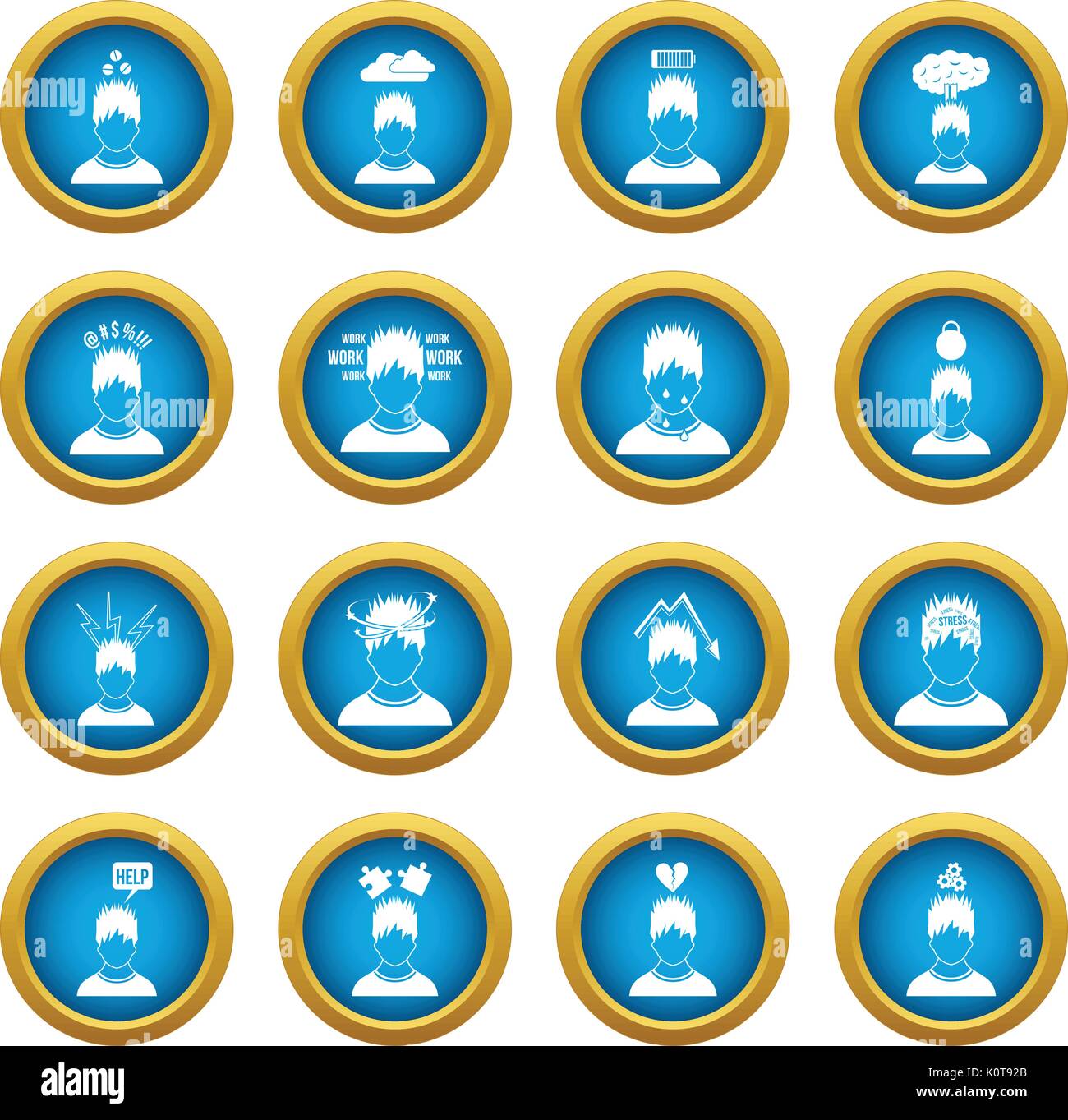 Stress icons blue circle set Stock Vector Image & Art - Alamy