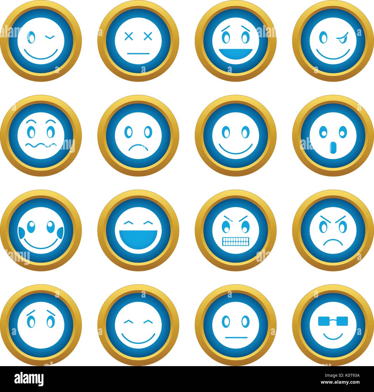Emoticon icons blue circle set Stock Vector Image & Art - Alamy