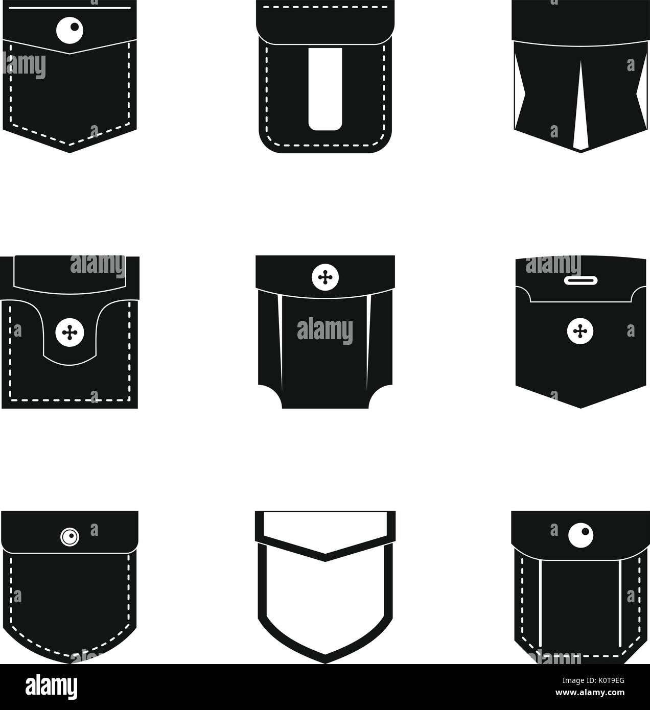 Pocket icon set, simple style Stock Vector Image & Art - Alamy