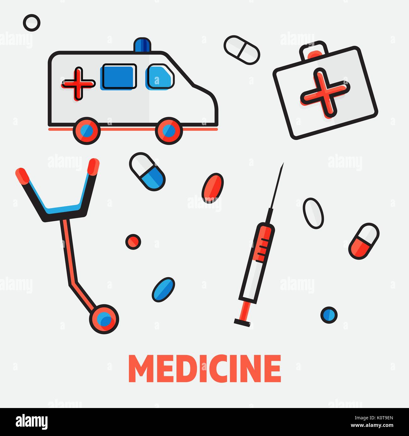 vector illustration of flat line art design of Medical concept ...