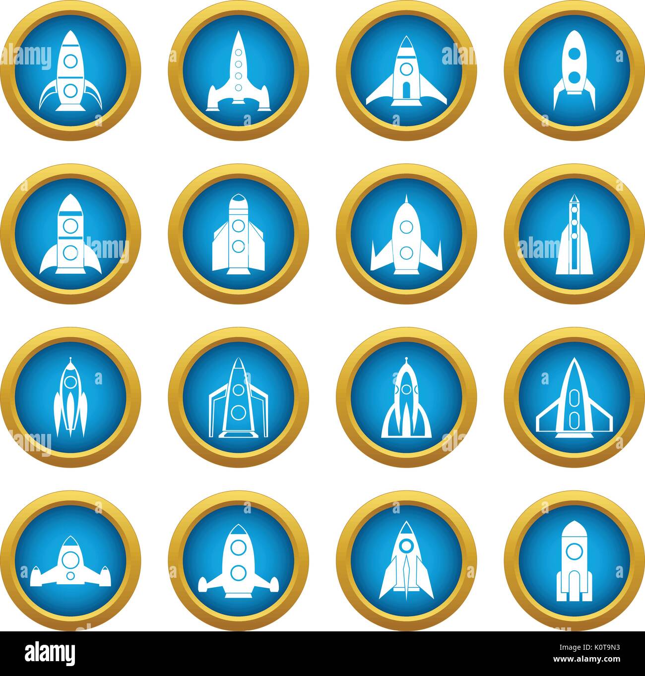 Rocket icons blue circle set Stock Vector Image & Art - Alamy
