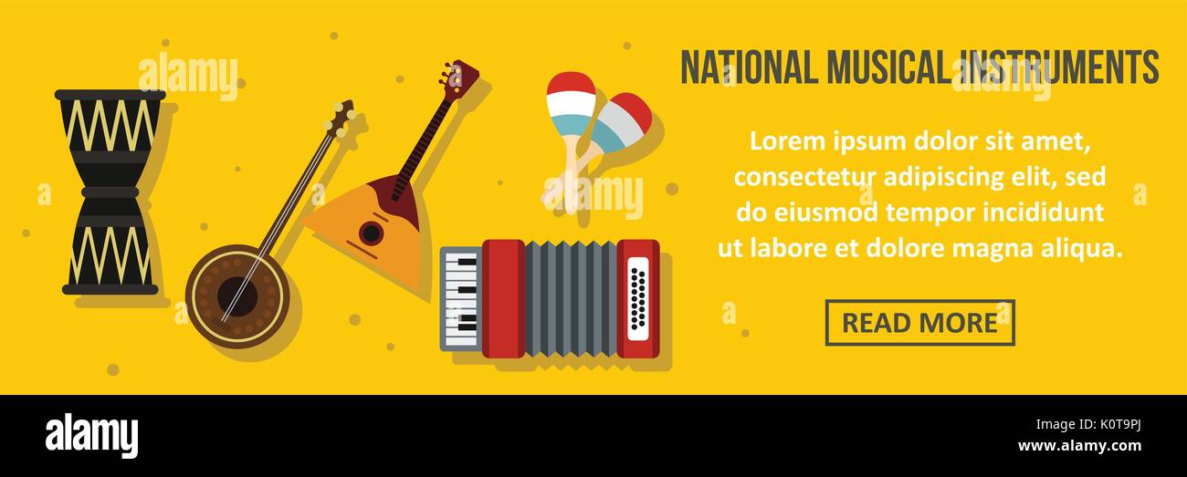 National musical instruments banner horizontal concept Stock Vector ...