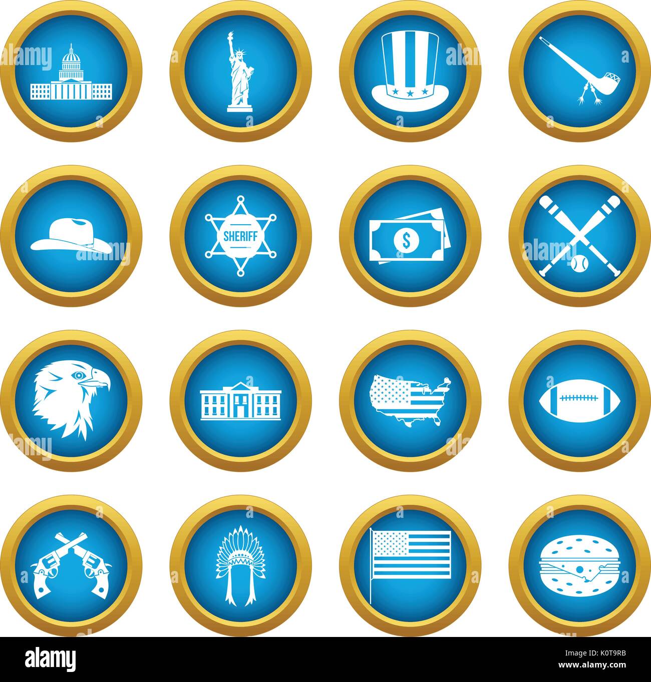 USA icons blue circle set Stock Vector Image & Art - Alamy
