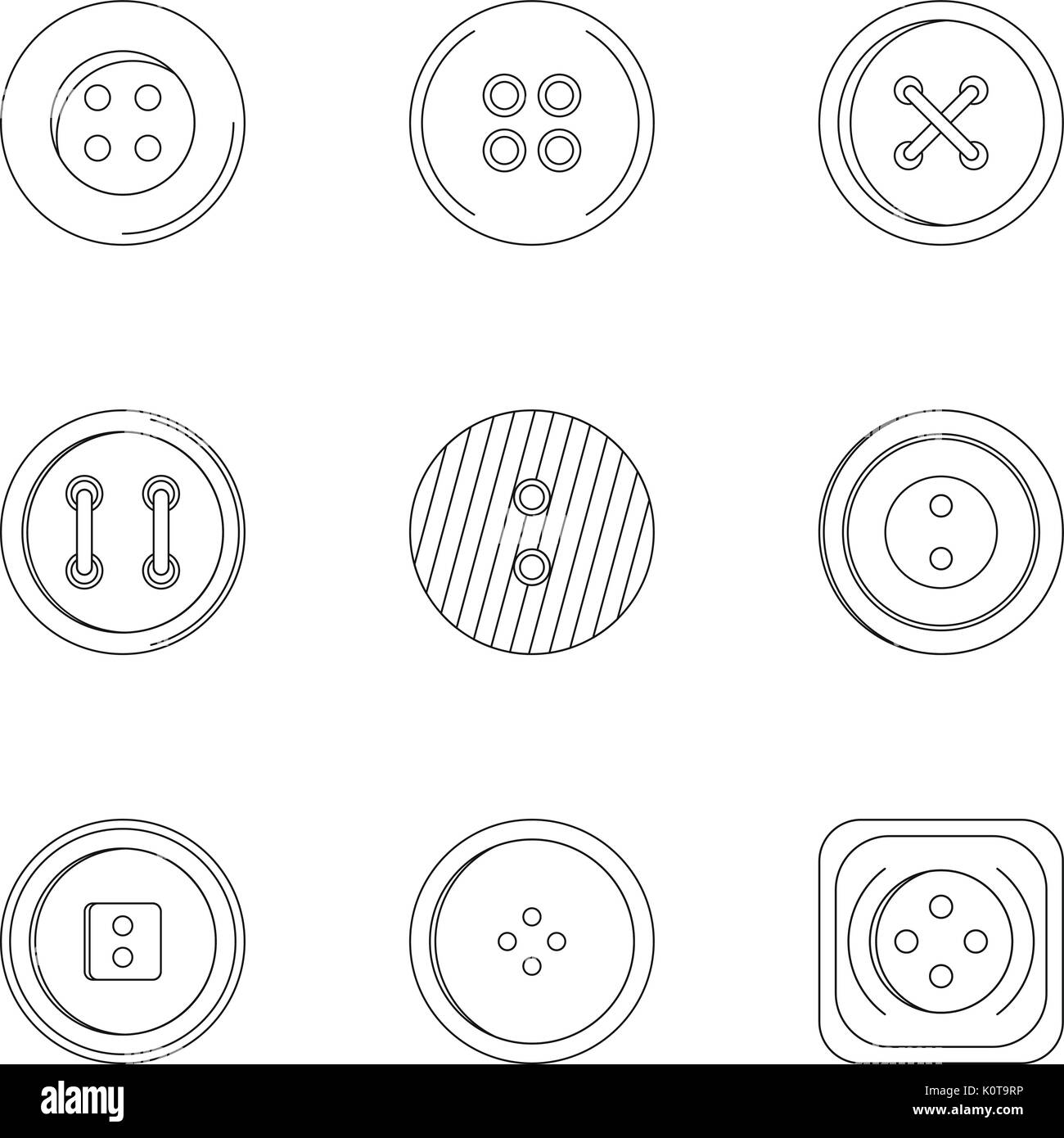 Clothes button icon set, outline style Stock Vector Image & Art - Alamy