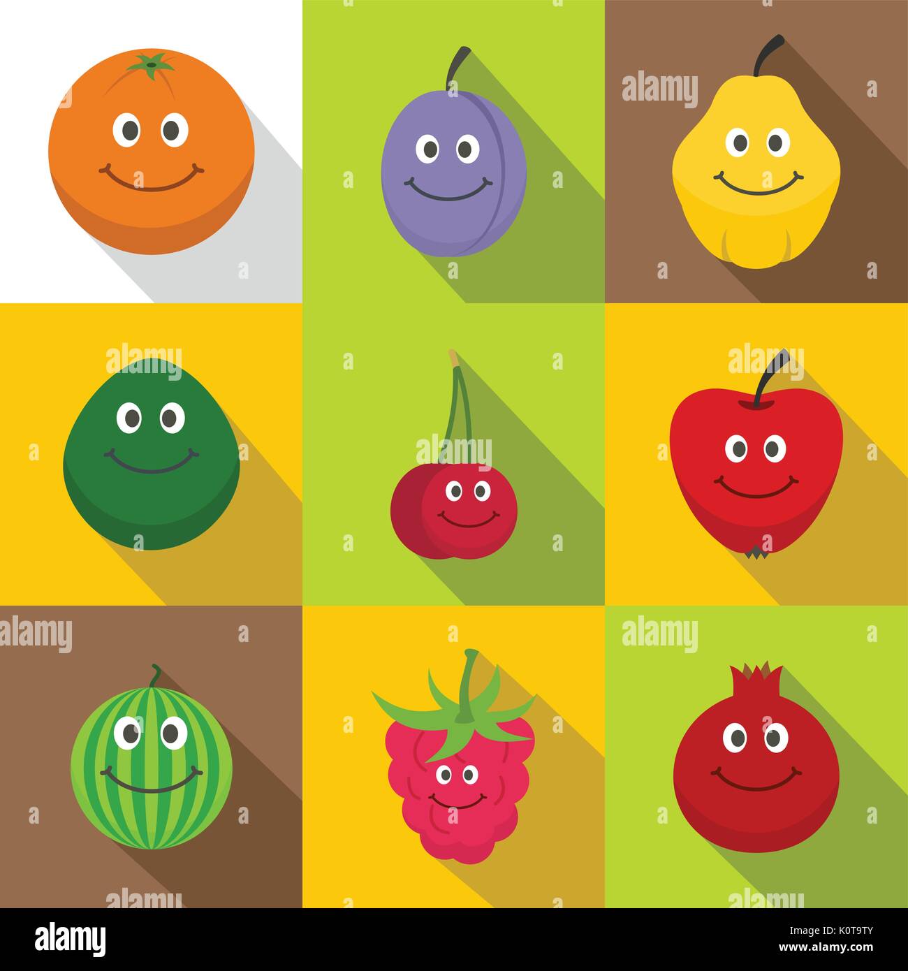 Funny fruits icons set, flat style Stock Vector Image & Art - Alamy