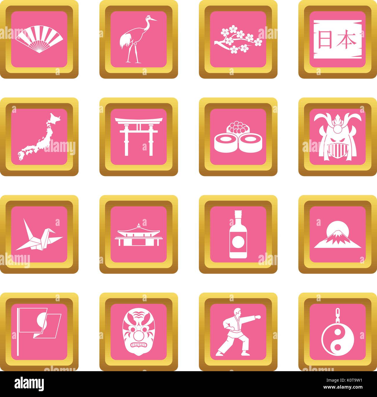 Japan icons pink Stock Vector Image & Art - Alamy