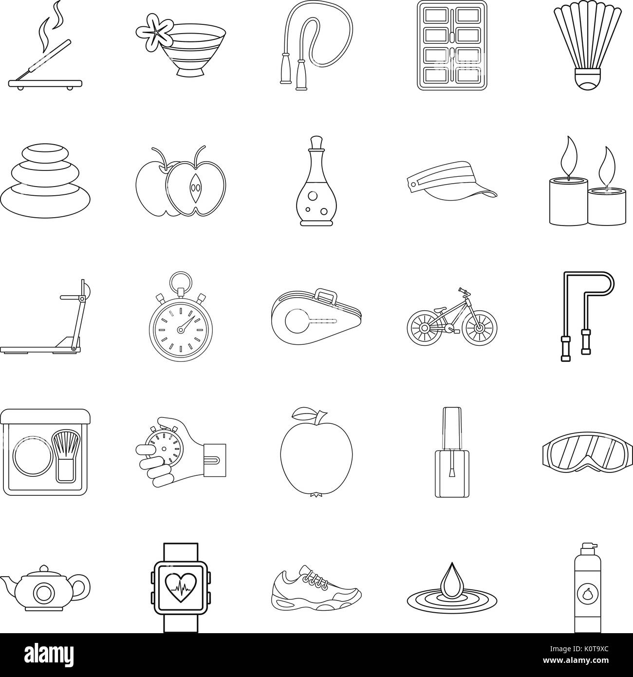 Well-being icons set, outline style Stock Vector Image & Art - Alamy