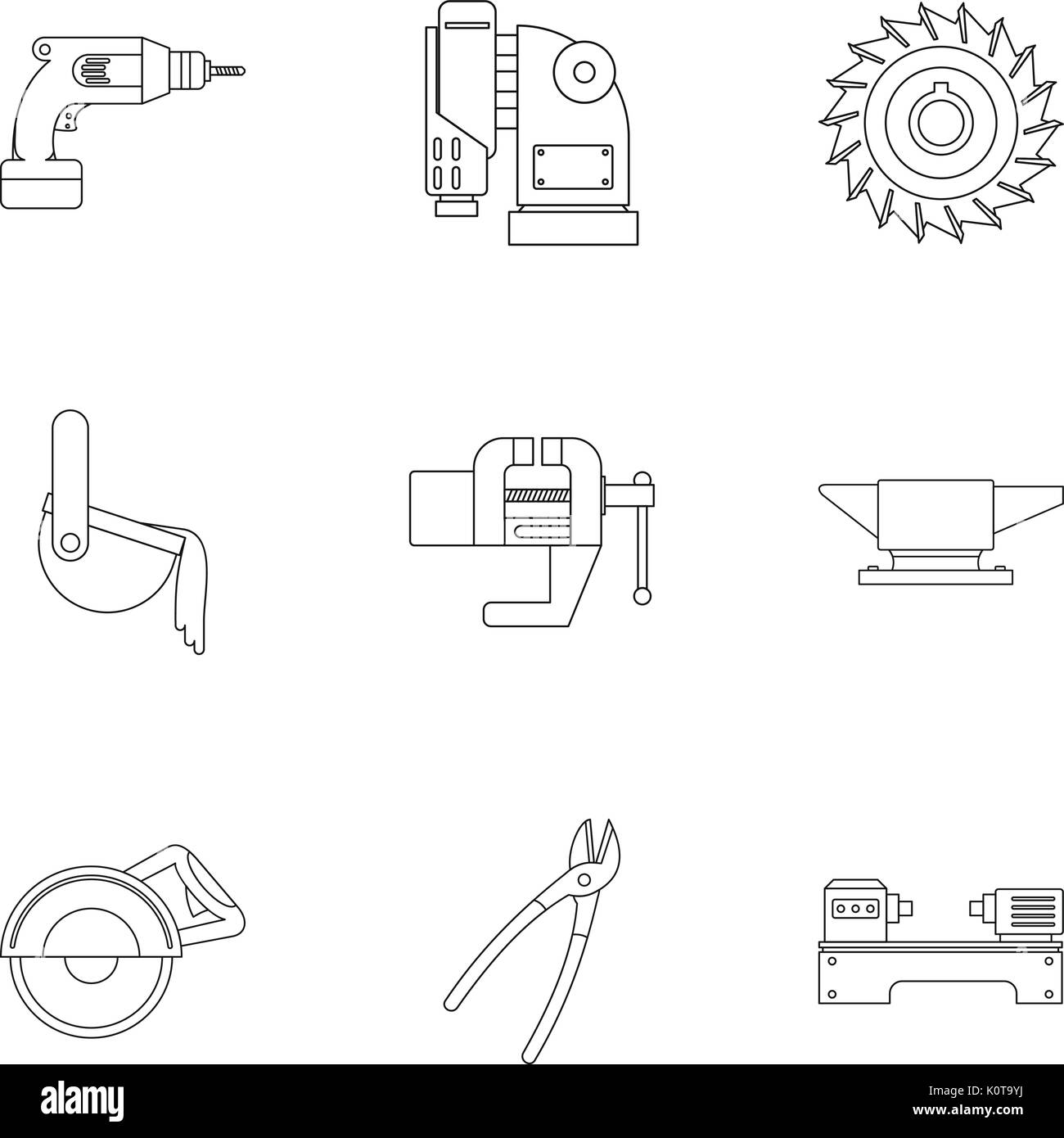 Metal processing icon set, outline style Stock Vector Image & Art - Alamy