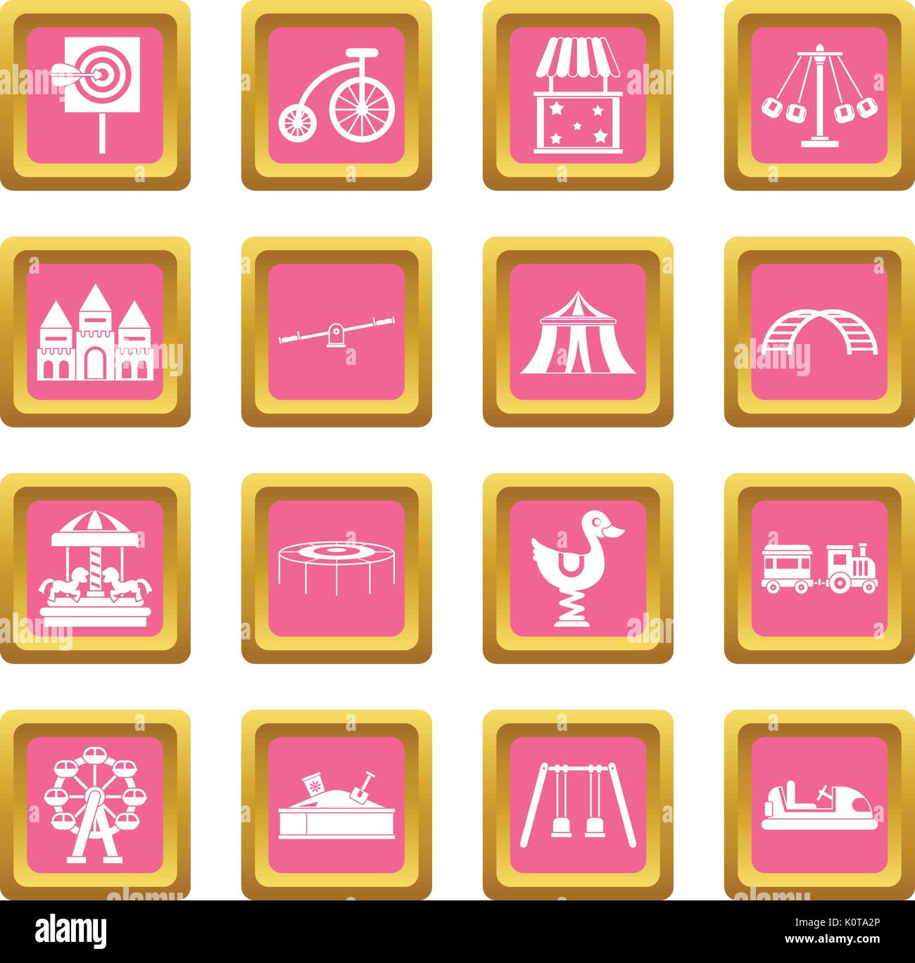 Amusement park icons pink Stock Vector Image & Art - Alamy